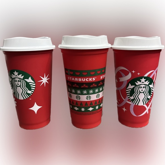 Starbucks | Kitchen | Starbucks Red Holiday Reusable 6oz Cups With Lids ...
